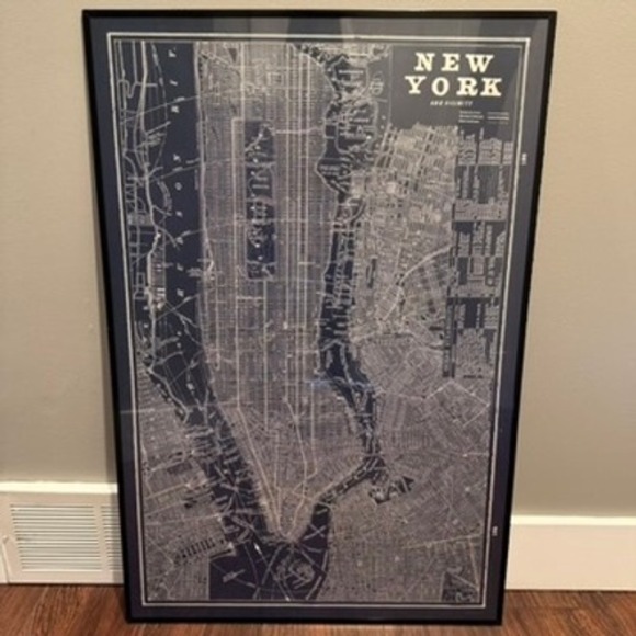 Art | Vtg New York And Vicinity City Map By Sue Schlabach Poster Wall ...